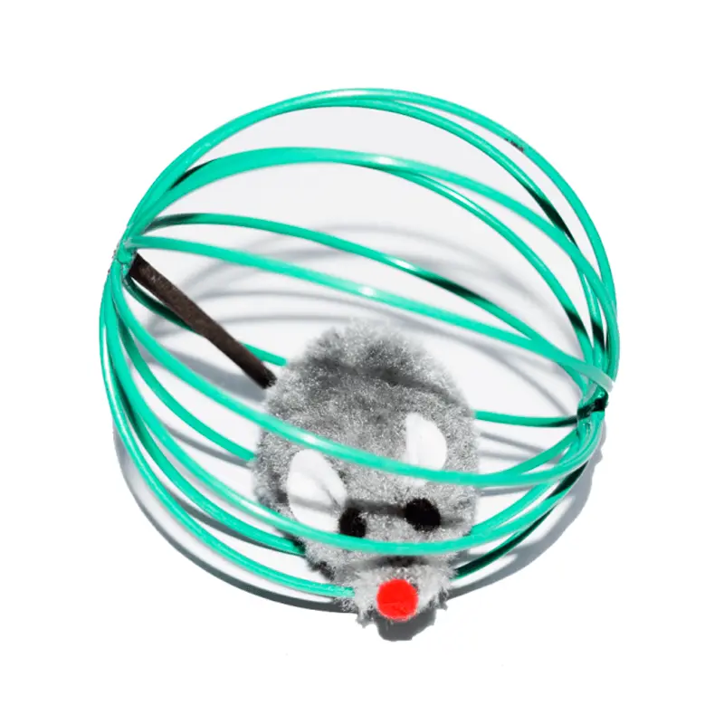 Juguete Ratón Gris en Jaula Color Verde — TusMascotas.cl Para gatos