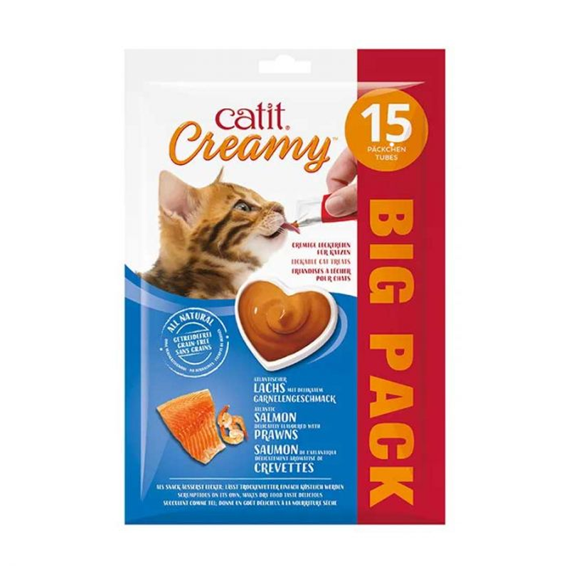 Catit creamy salmon y camarones Bigpack 15x10g