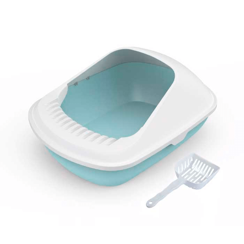 Arenero Felix Celeste Agua con Borde y Pala — TusMascotas.cl